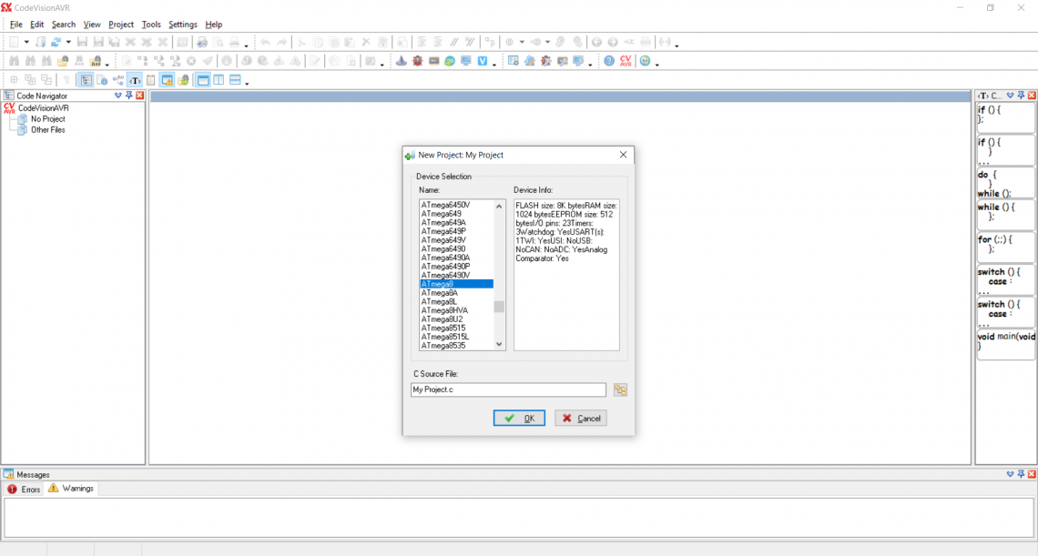 اصول ایجاد پروژه در نرم افزار کدویژن CodeVision روش پروگرام میکرو AVR ...