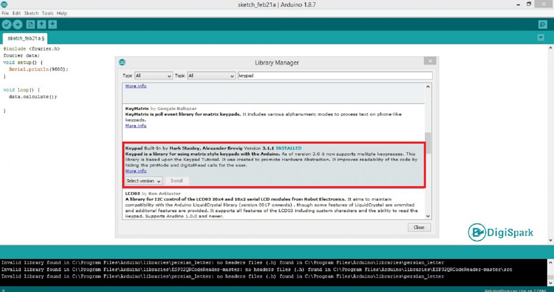 تحلیل و بررسی کتابخانه Keypad.h - دیجی اسپارک