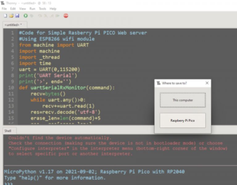 راه اندازی وای فای ESP8266-01S با رزبری پای پیکو Pico و میکروپایتون ...