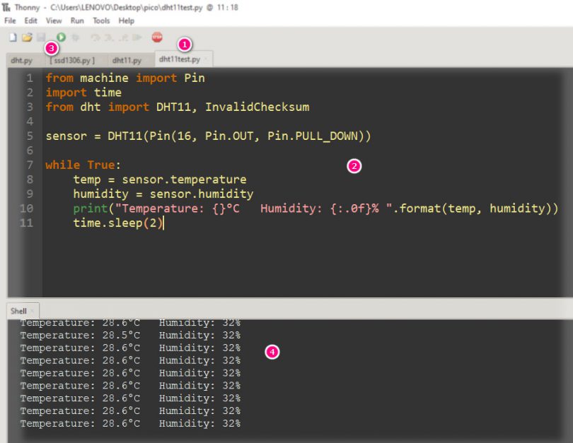 پروژه ساخت دماسنج و رطوبت سنج با رزبری پای پیکو Pico و میکروپایتون ...