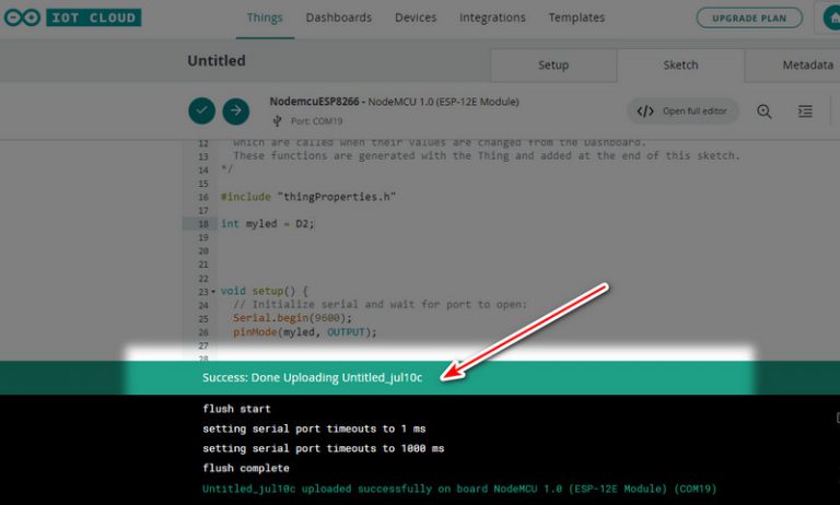 آموزش کار با پلتفرم Arduino IOT Cloud بخش پنجم: پروژه کنترل لامپ LED - دیجی اسپارک