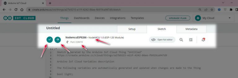 آموزش کار با پلتفرم Arduino IOT Cloud بخش پنجم: پروژه کنترل لامپ LED ...
